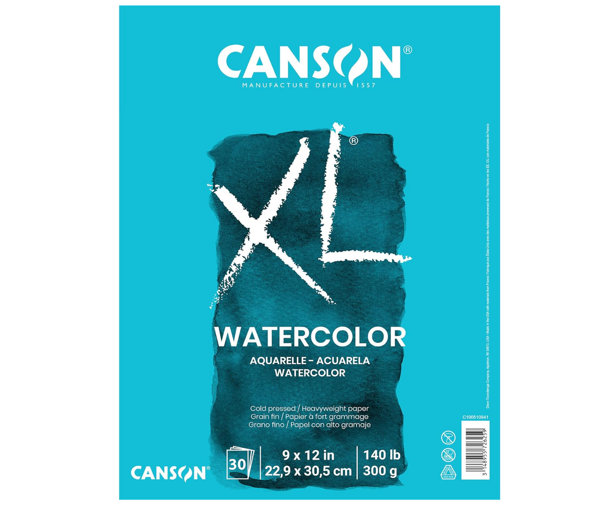 Canson XL Series Watercolor - papel con textura para acuarela - Fold O ...