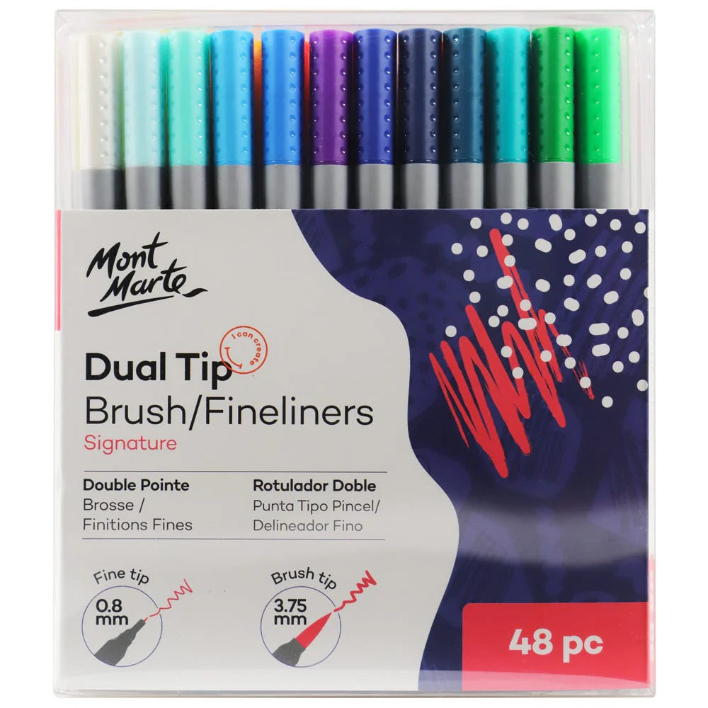 Mont Marte - Pinceles de doble punta/delineadores finos Signature 48 p ...
